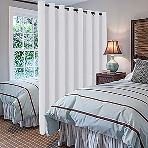 H.VERSAILTEX Patio White Curtains 100x84 Inches for Sliding Door Extral Wide Blackout Curtain Panels Thermal Insulated Room Divider - Grommet Top, 7' Tall by 8.5' Wide