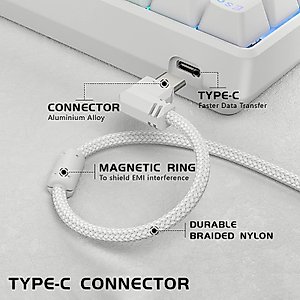 Punkston TH61 60% Mechanical Gaming Keyboard,RGB Backlit Wired Ultra-Compact Mini Mechanical Keyboard Full Keys Programmable White (Optical Black Switch) (Renewed)