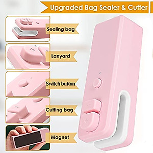 Mini Bag Sealer USB Rechargeable, 2 in 1 Heat Sealer and Cutter, Handheld Heat Vacuum Sealer for Plastic Bags Food Storage Snacks Freshness