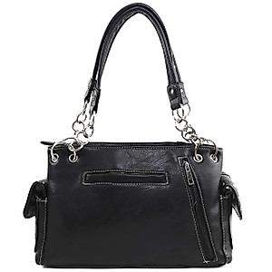 Zelris Skull Crossbones Angel Wings Heart Women Conceal Carry Handbag Wallet Set (Black)