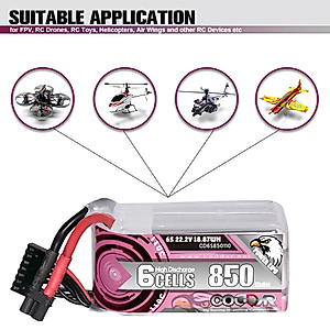 CODDAR 850mAh 6S 22.2V 110C LiPo Battery with XT30 Connector for RC Heli Airplane Quadcopter Helicopter Multi-Motor Hobby DIY Parts,2inch to 3inch FPV, 2inch to 2.5inch CineWhoop