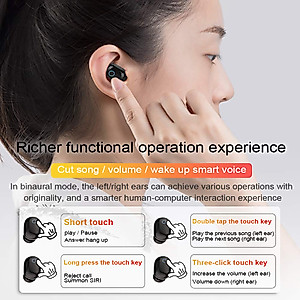 SLuB Wireless Earbuds, Bluetooth 5.0 Wireless Automatic Pairing Earphones,TWS Left and Right Separation Earbuds, Remaining Power Display (with Charging Box)（Black）