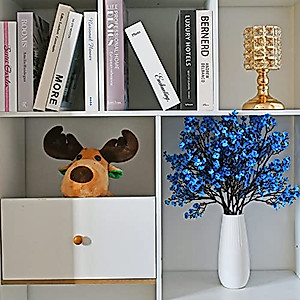 Mandy's 6 Bundles Royal Blue Flowers Silk Babys Breath Artificial Flowers Fall Flowers Gypsophila Bouquet 19.7" for Home Kitchen Wedding Party Decorations (Vase not Include)