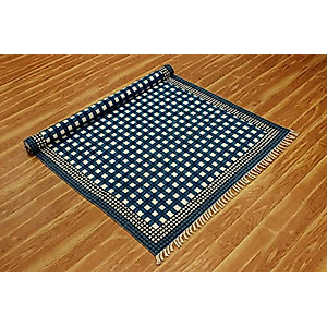 Casavani Hand Block Printed Area Rug Hand Made Geometric Blue Tassel Rug Cotton Easy Washable Rugs Best Uses For Doormat Entryway Kids Room Bedroom Hallway 4x8 6x8 7x7 Feet Square