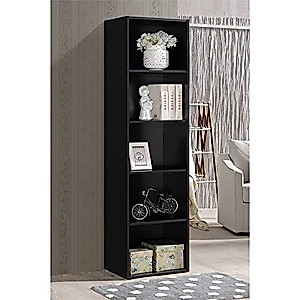 Hodedah Import 5 Shelf Bookcase, Black