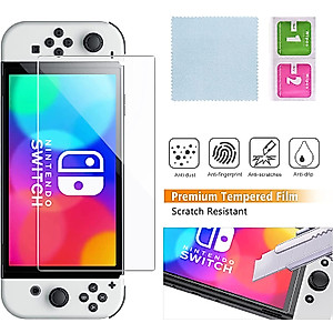 [21 in 1] Benazcap Accessories Kit Compatible with Nintendo Switch OLED, Travel Accessory Bundle with Carry Case Screen Protector Joy-con Grips & More