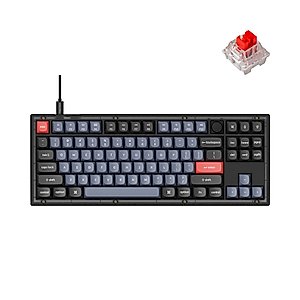 Keychron V3 Wired Custom Mechanical Keyboard Knob Version, TKL QMK/VIA Programmable Macro with Hot-swappable Keychron K Pro Red Switch Compatible with Mac Windows Linux (Frosted Black-Translucent)
