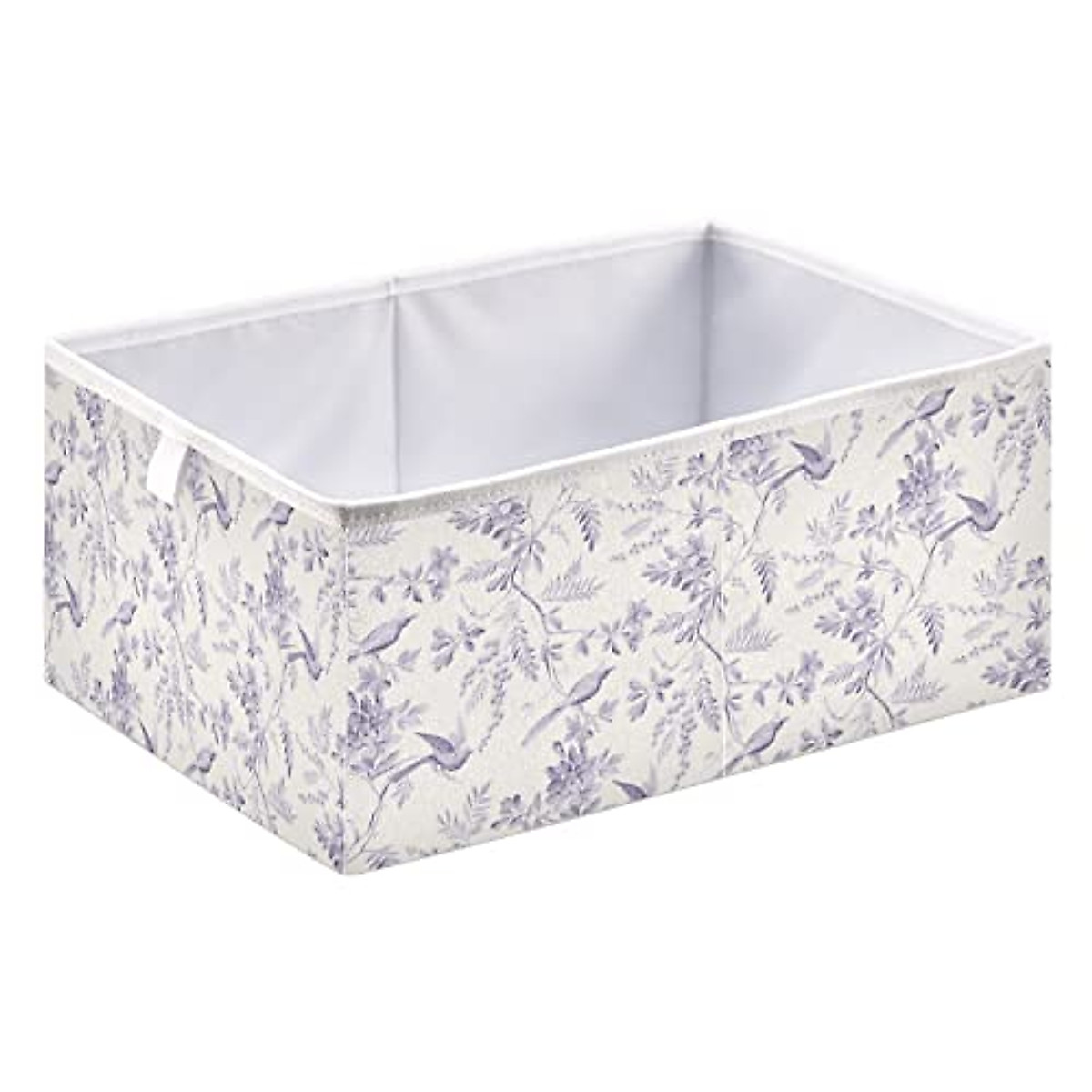 Kigai Purple Floral Pattern Rectangular Storage Bins - 16x11x7 In Large Foldable Storage Basket Fabric Storage Baskes Organizer for Toys, Books, Shelves, Closet, Home Decor