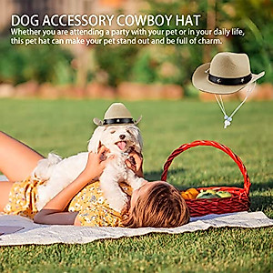 YOLUFER Pet Hat Costume Dog Cowboy Hat with Adjustable Strap, Party Cowboy Hats for Small Pets Puppy Cat (Light Coffee)