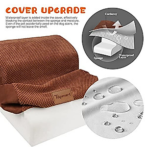 Topmart High Density Foam Pet Steps 2 Tiers,11.8" High,Non-Slip Dog Stairs,Dog Ramp,Soft Foam Dog Ladder,Best for Dogs Injured,Older Cats,Pets with Joint Pain,Suitable for Low Sofas,Stairs,Lower place