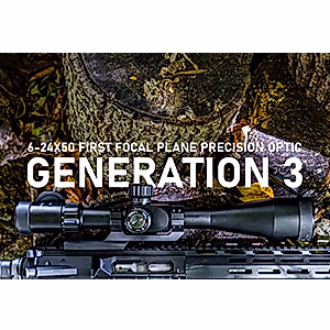 Monstrum G3 6-24x50 First Focal Plane FFP Rifle Scope with Illuminated MOA Reticle and Adjustable Objective (Black)