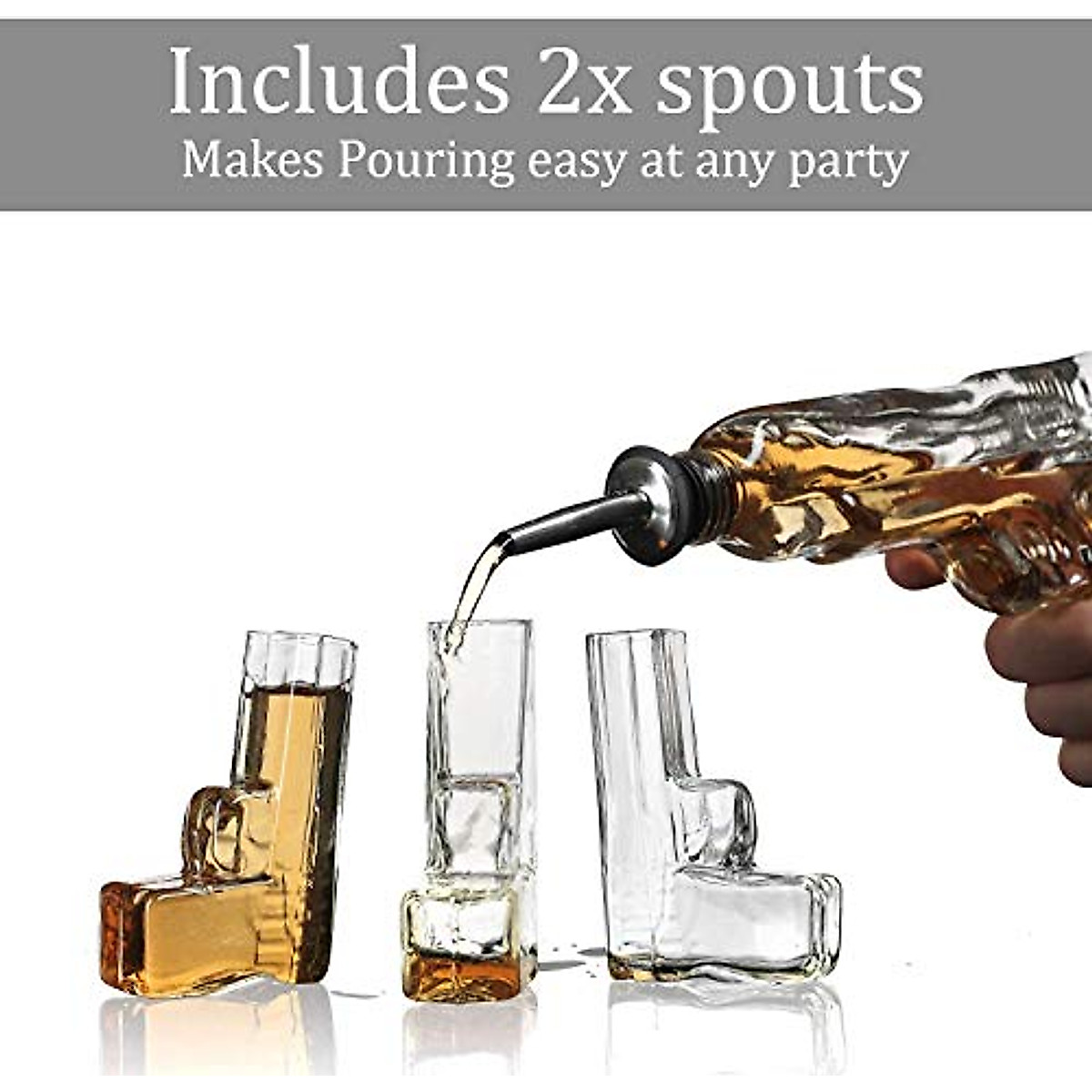 Pistol Whiskey Gun Decanter & Pistol Shot Glasses Set - Comes with A large Carrying Case - Drinking Party Accessories, Pistol Gun Liquor Decanter Bottle Great Gift!