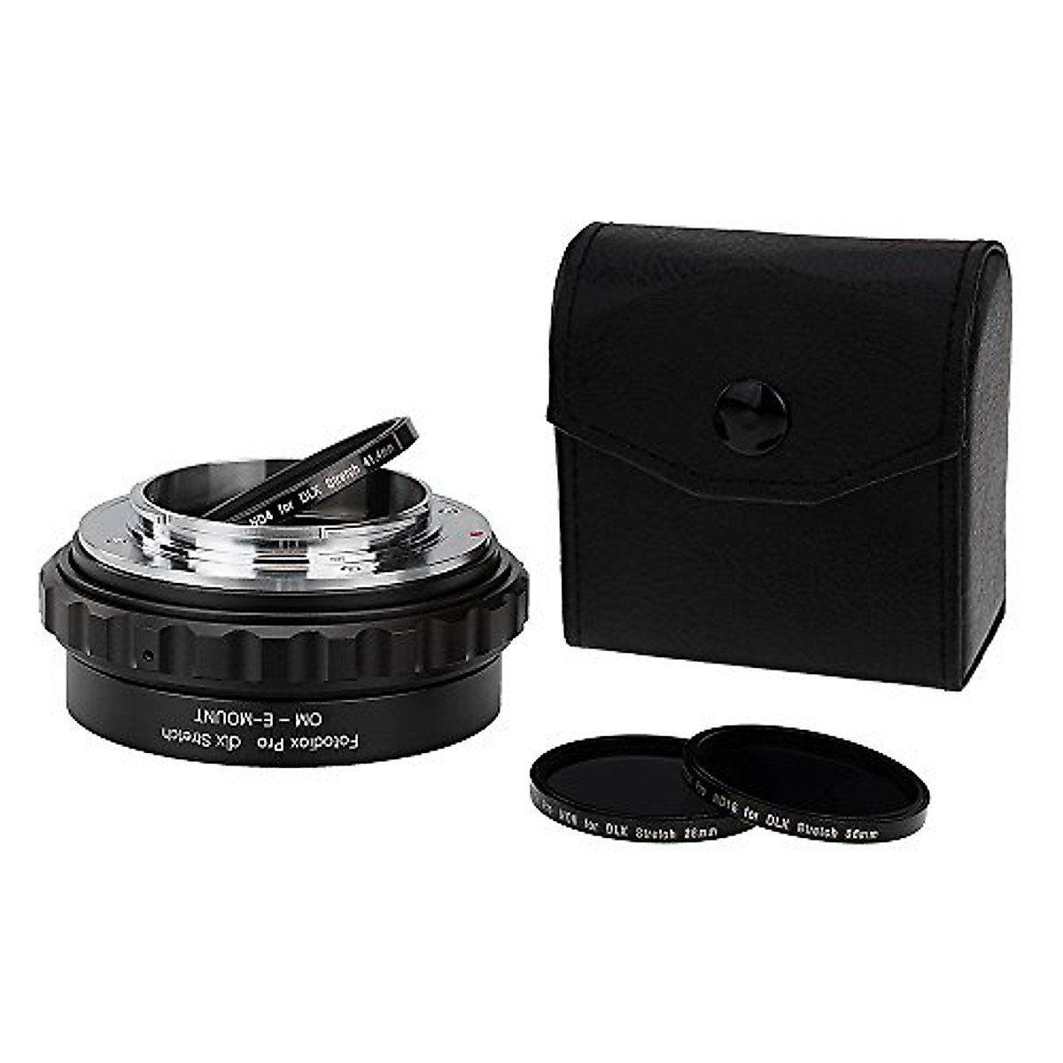 Fotodiox DLX Stretch Lens Mount Adapter - Olympus Zuiko (OM) 35mm SLR Lens to Sony Alpha E-Mount Mirrorless Camera Body with Macro Focusing Helicoid and Magnetic Drop-in Filters