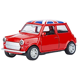Die Cast Alloy Toy Car, 1:36 Pullback Toy Vehicle with Opening Doors, Vintage Classic Car Toys for Kids and Adults (Red)