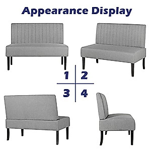 STHOUYN 43" W Mini Small Comfy Couch Armless Loveseat Sofa for Bedroom with USB Port, Velvet Small Couches for Small Spaces Living Room, Apartment Office Dorm (Grey)