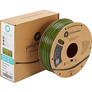 Polymaker ASA Filament 1.75mm Army Green ASA, 1kg Heat Resistant Weather Resistant ASA 1.75 Cardboard Spool - PolyLite ASA 3D Printer Filament Army Green, Perfect for Printing Outdoor Functional Parts