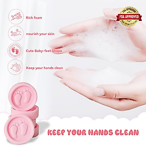 AIXIANG 24 Set Baby Shower Favors Soaps Handmade Pink Little Baby-feet Scented Soap Favors with Gift Bags and Thanks Tags for Baby Shower Favors and Decorations