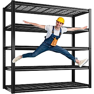 REIBII 3010LBS Storage Shelves 48.2'' W Garage Shelving Heavy Duty Shelving 5 Tier Adjustable Metal Shelves for Storage Rack Wire Shelving Industrial Utility Shelf 48.2'' W X 24.5'' D X 72'' H