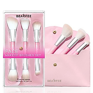 Makeup Brush Duo End Foundation Brush Contour Powder Face Makeup Brushes For Blending Liquid Powder,Concealer,Blush Brush, Highlighter Contour Brush Powder Synthetic Cosmetic Tools