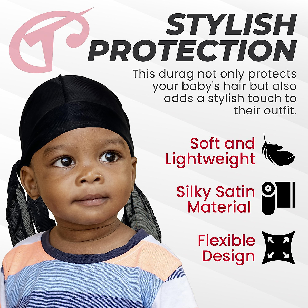 TITAN Satin Baby Du Rag (Black)