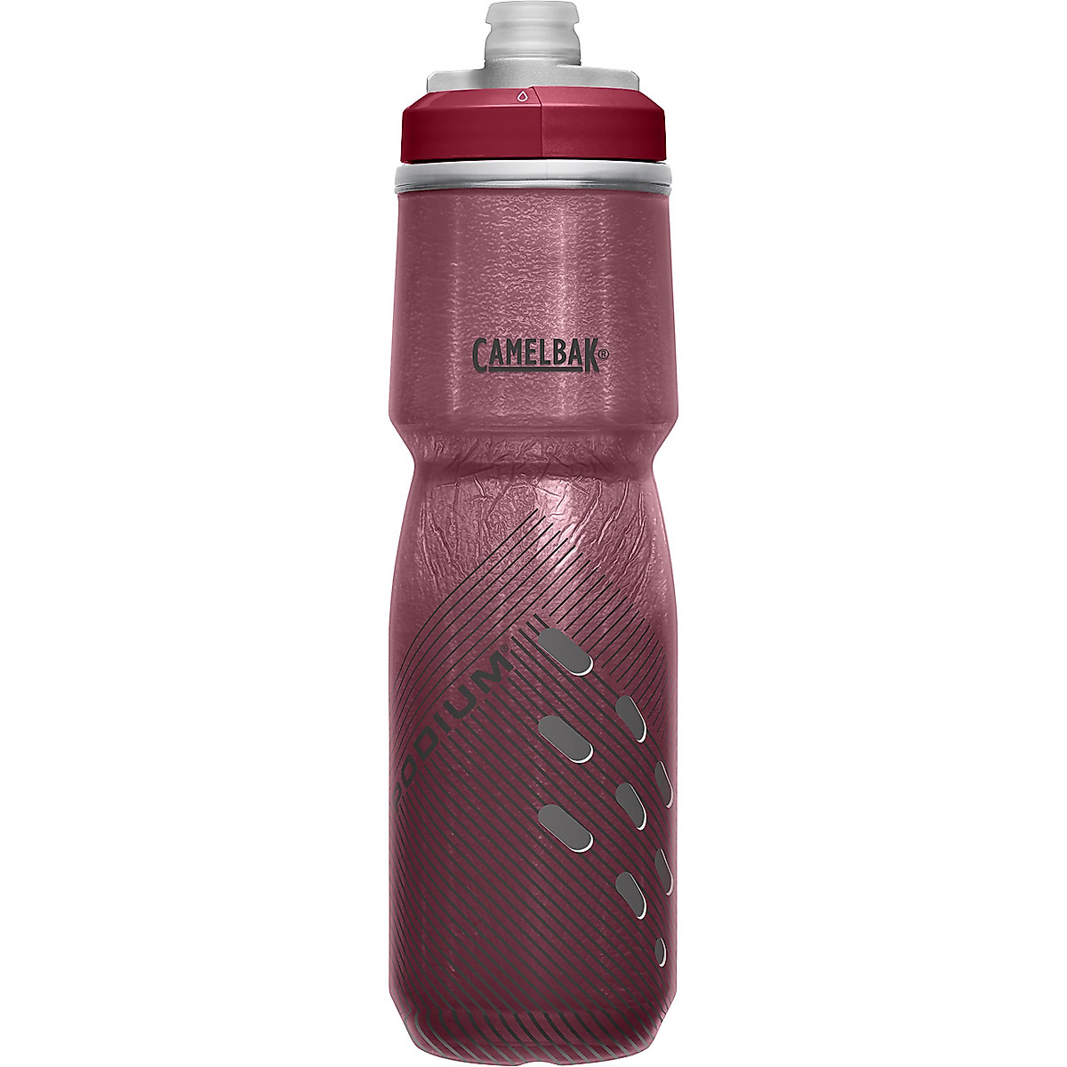 CamelBak Podium Chill Insulated Bike Water Bottle - Easy Squeeze Bottle - Fits Most Bike Cages - 24oz, Burgunday Perforated