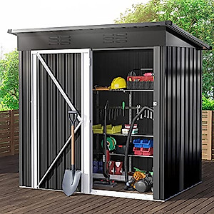 DWVO Outdoor Storage Shed 5x3FT, Heavy Duty Metal Tool Sheds Storage House with Single Lockable Door & Air Vent for Garden, Patio, Lawn to Store Bikes, Trash Bins, Tools, Lawnmowers