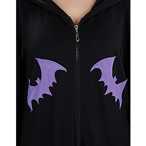 haikyuu Women Halloween Onesie Costume Bat Pajama Pumpkin Emoji Loungewear Turkey Hooded Kigurumi Jumpsuit Homewear (large, black)