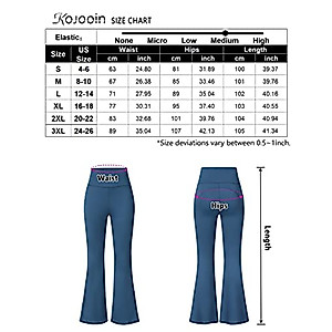 KOJOOIN Women's Dress Pants Straight Leg Flare Pant Lightweight High Waist Tummy Control Work Pants with Pockets Blue