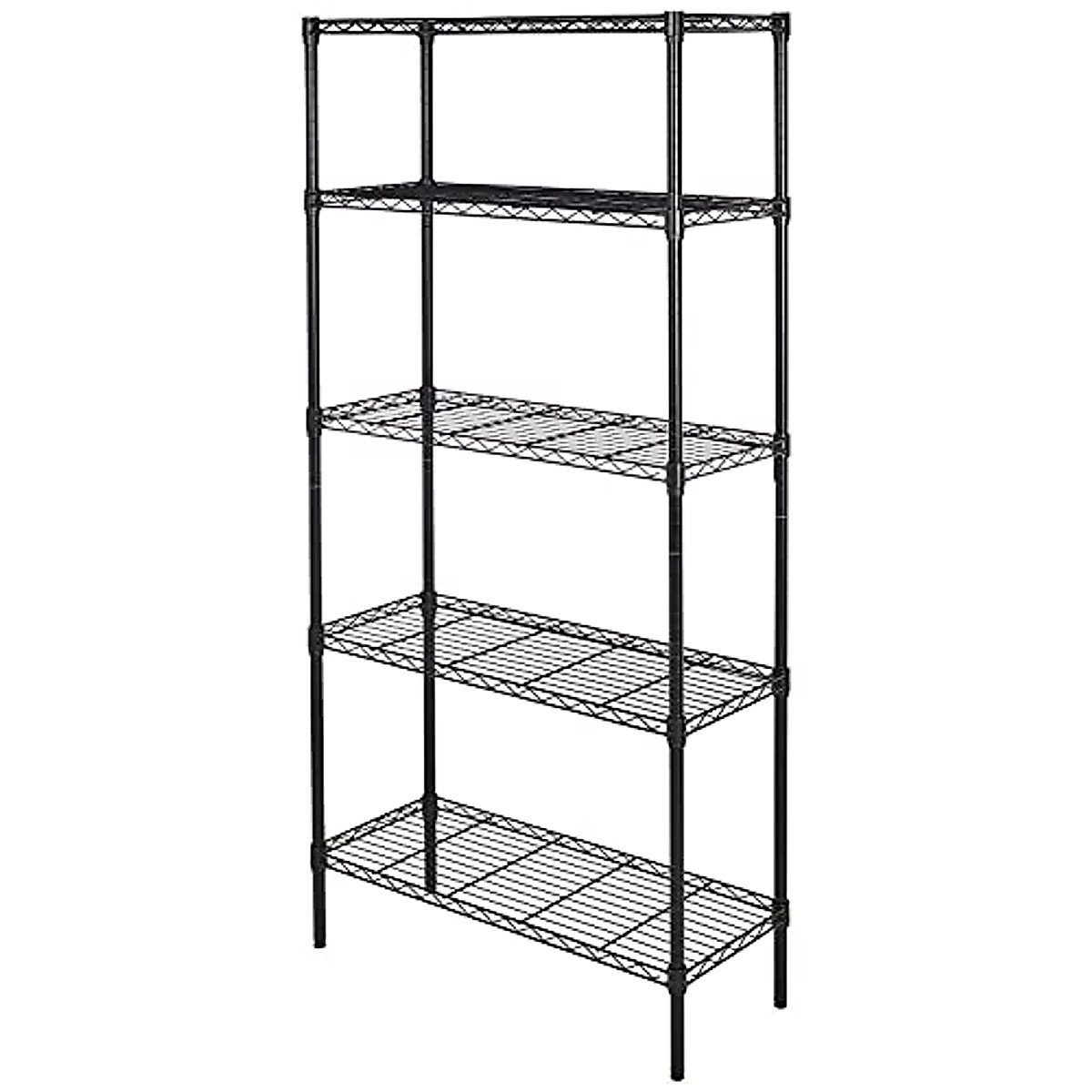 Amazon Basics 5-Shelf Adjustable, Heavy Duty Storage Shelving Unit (350 lbs loading capacity per shelf), Steel Organizer Wire Rack, Black (36L x 14W x 72H)