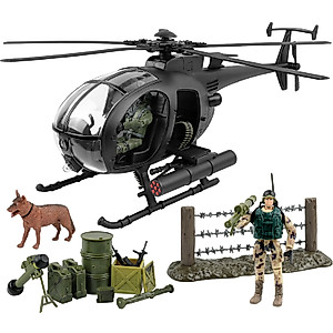 Click N' Play Military Attack Combat Helicopter Toy - 20 Piece Play Set Helicopter Toys with Accessories - Military Toys