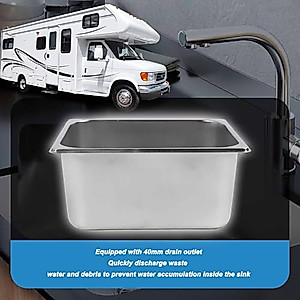 304 Stainless Steel Bar Sink, Single Bowl Hand Wash Basin, RV Sink, 11L Capacity, 40mm Drain Outlet, Embedded Installation, Suitable for RV, Camping Vehicle, Yacht, Boat, Kitchen