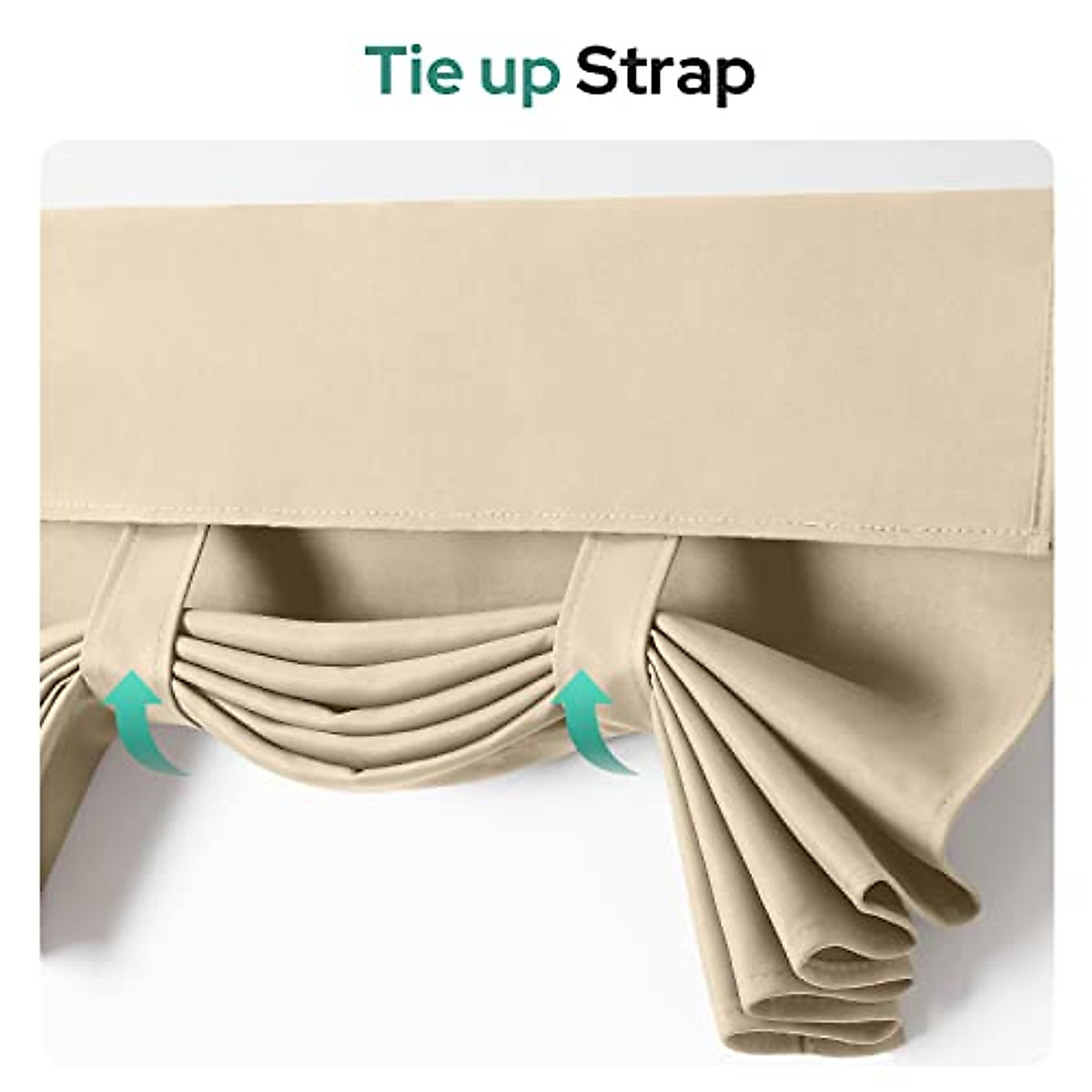 HOMEIDEAS Blackout French Door Curtains for Door Window, Privacy Curtains Set of 2, Covering for Glass Window, Thermal Insulated Shades with Tie Up, 26 X 68 Inch, Beige