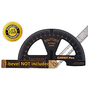 Sawset Miter Saw Protractor SAWSET PRO. Patented No Math Scales. Large Scales are The Key to Accuracy. In Size Matters! In ABS Plastic.