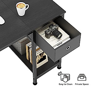 VERMESS Computer Desk with Drawer and Monitor Stand,47 Inch Study Writing Desks for Home Office,Industrial Simple Style Wood Table for PC Laptop Notebook,Black