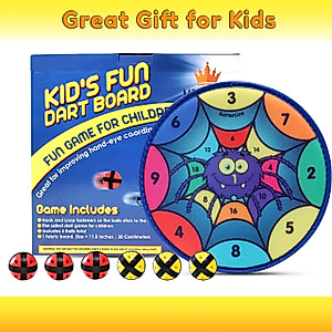 Fun Spider Dart Board Game with 6 Balls Using Hook-and-Loop Fasteners | Learn Numbers and Colors as You Play | Interactive Game and Safe for Kids