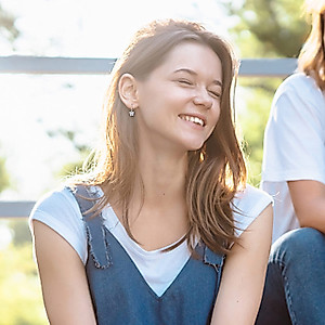 Drperfect Cute Dangle Earrings, Hypoallergenic, Cubic Zirconia Paved Butterfly Heart Flower Turtle Mouse Christmas Tree Drop Dangling Earrings, Silver Leverback Earrings Set