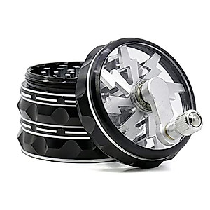 2.5 Inch Hand Crank Grinder, Potable Large Grinder With Clear Top Cover, Best Gift(Black)