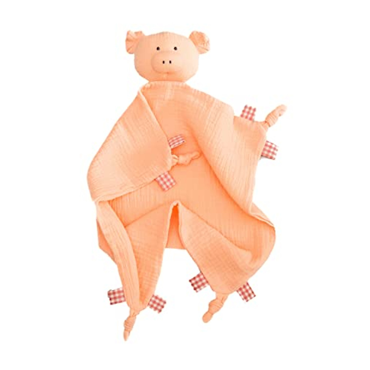 Ickles Pig Baby Lovey Security Blanket Organic Cozy Soft Muslin 100% Cotton Blanket for Girls and Boys Unisex Animal Design Warm Peach Lightweight Easy Care