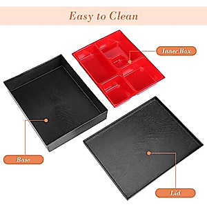 TOPINCN 5 Compartment Lunch Container, Portable Plastic Bento Box Microwavable Lunch Boxes with Lids Multi-use Food Storage Container for Picnic Home Office, 10.63x 8.07x 1.97inch