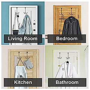 Over The Door Hooks – 4pc Set, Durable Twin Hooks Organizer for for Entryway, Hallway, Living Room, Bath Room and Kitchen - Make tidying up Quick and Easy (4 Pieces, White)