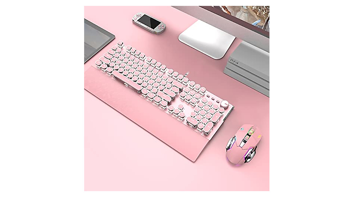 TONIZER Pink Mechanical Gaming Keyboard with White LED Backlit