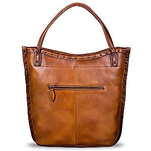 IVTG Genuine Leather Shoulder Bag for Women Work Tote Vintage Handmade Top Handle Large Capacity Handbag Satchel Purse (Brown)