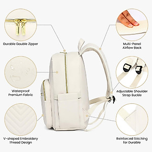 LOVEVOOK Backpack Purse for Women, Waterproof Mini Backpack, Lightweight Small Backpack for Women, 2pcs Sets, Beige
