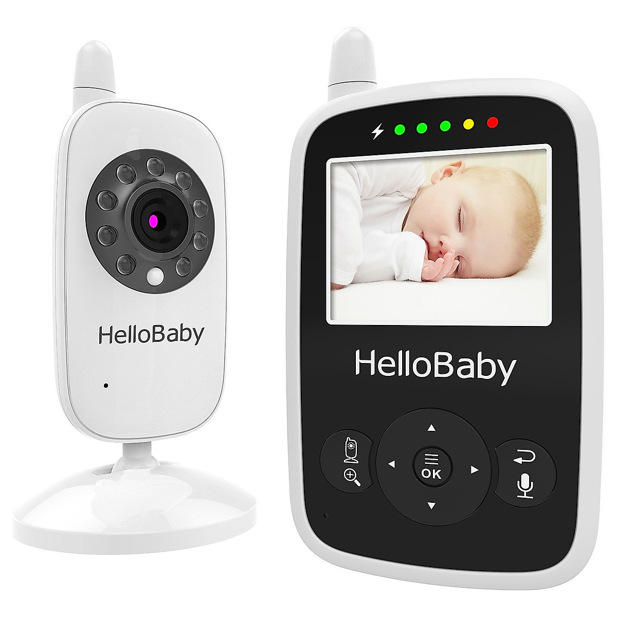 Hello Baby Wireless Video Baby Monitor with Digital Camera HB24, Night Vision Temperature Monitoring & 2 Way Talkback System, White