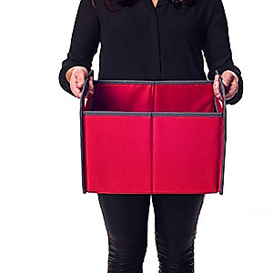 meori Rectangular Storage Baskets Collapsible Bins for Shelves, Sturdy Fabric Cube Storage Boxes with 2 Handles for Closet Nursery Cabinet Living Room