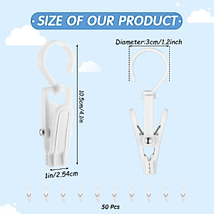 Briwooody 50 Pcs Strong Plastic Swivel Hanging Hooks 4.1 Inch Laundry Hooks with Clips Rotating Hanging Laundry Hook Curtain Clips for Bathroom Wardrobe Kitchen Office