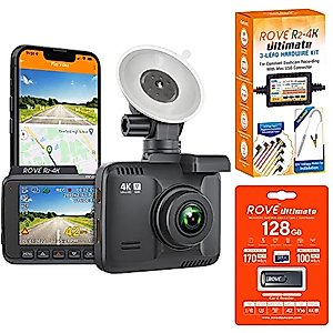 ROVE R2-4K Dash Cam | Hardwire Kit | 128 GB Micro SD Card
