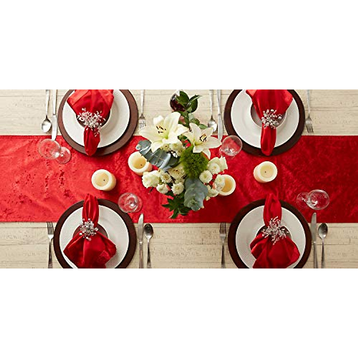 DII Velvet Collection Tabletop, Table Runner, 14x72, Red