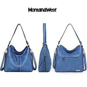 Montana West Hobo Bag for Women Large Vegan Leather Purses and Handbags Tote Bags Crossbody Shoulder Bags With Holster MWC-G1001 BLUE