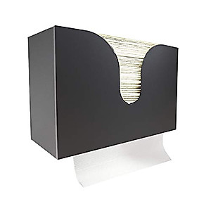 Essentially Yours Acrylic Folded Paper Towel Holder - Wall Mounted or Freestanding | Dispenser for Multifold, Trifold, and C Fold Napkins (Black)